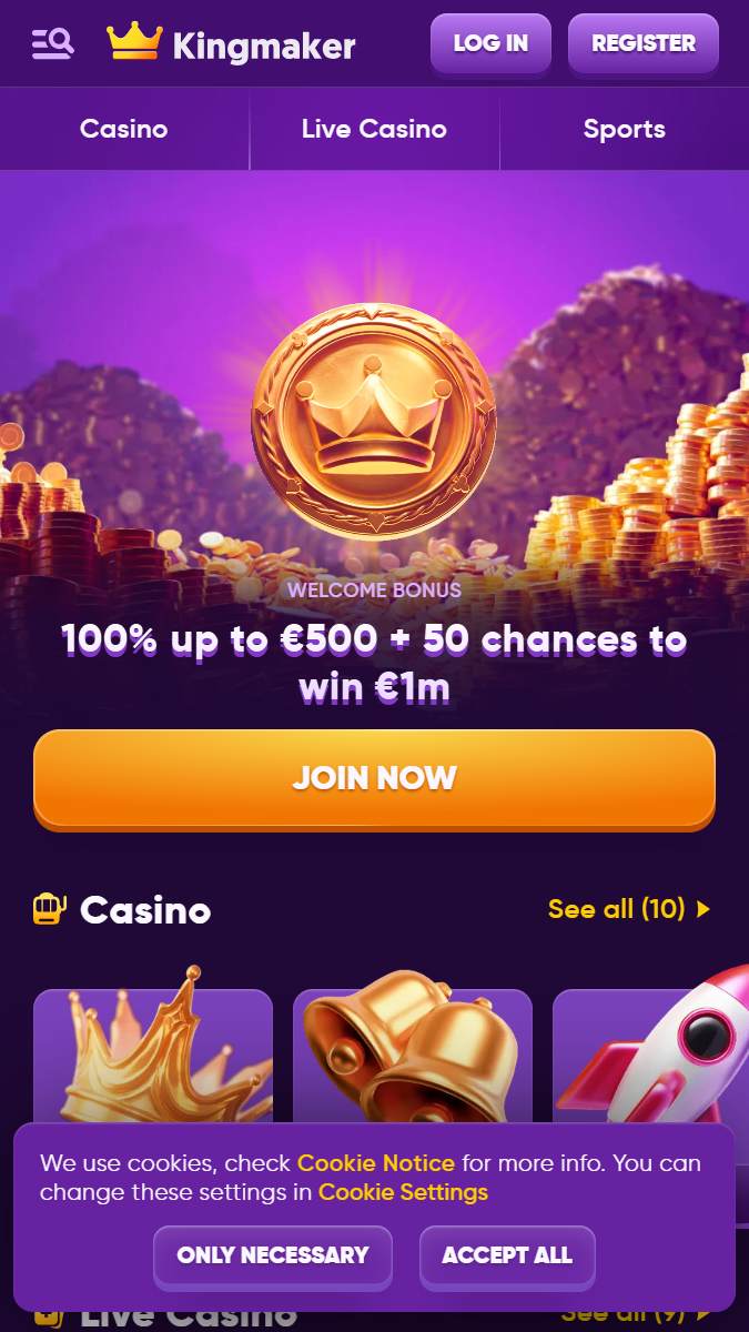 Kingmaker Totalizators – 100 % Bonuss līdz €500 + Bezmaksas Likmes